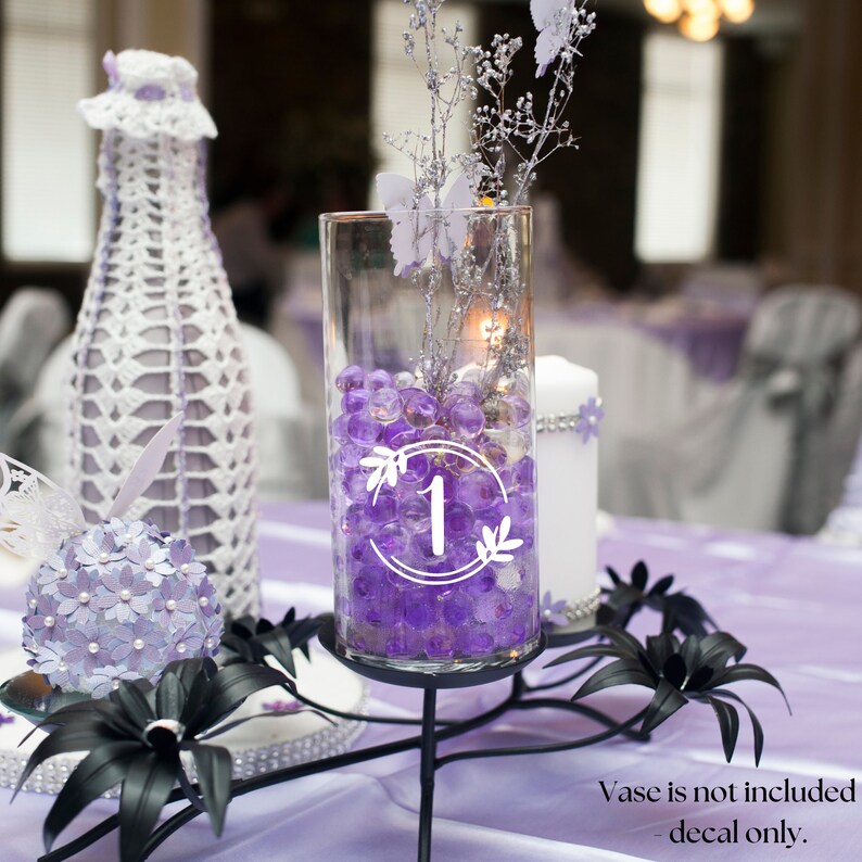 Table Number Vinyl Decals Wreath Table Numbers Wedding Table - Etsy