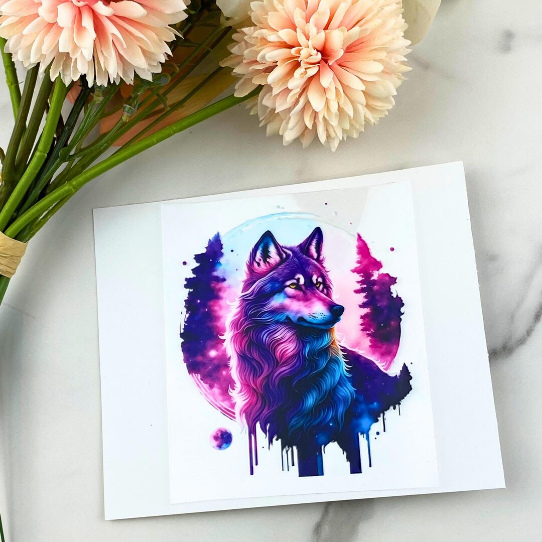 Wolf UV DTF Decal, Wolf Sticker, Cute Wolf, Watercolor Wolf, Uv Dtf ...