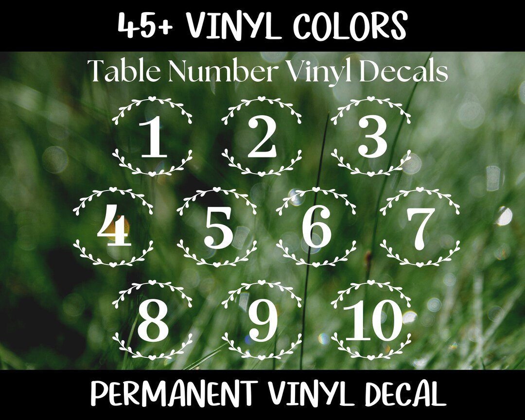 Table Number Vinyl Decals, Wreath Table Numbers, Wedding Table Numbers ...