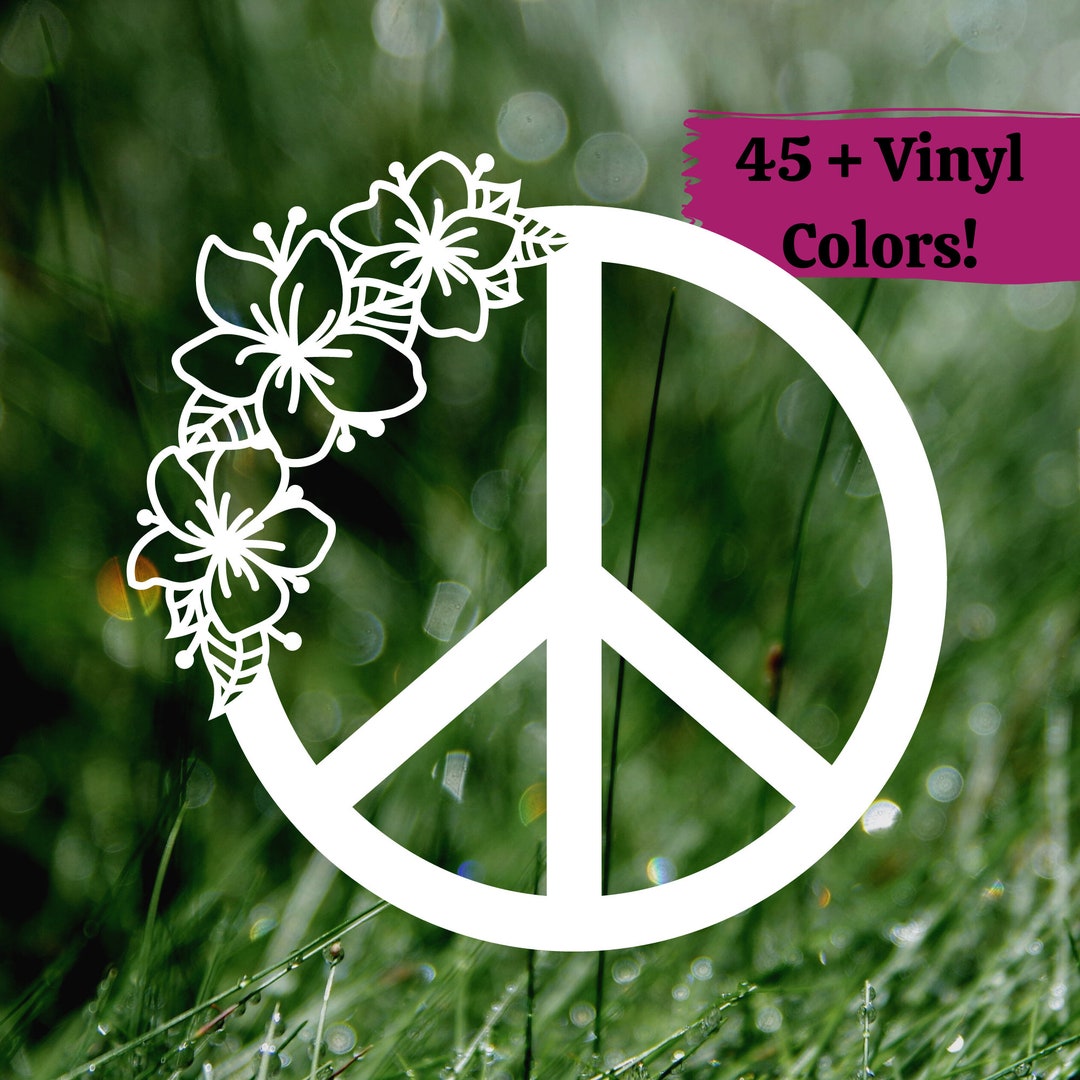 Floral Peace Sign Vinyl Car Decal Laptop Sticker Decal for - Etsy