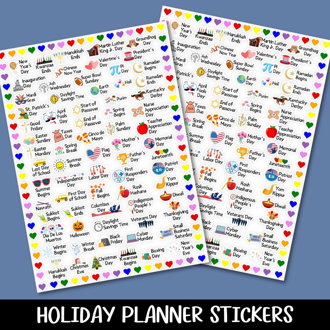 Holiday Planner Stickers, Planner Stickers, Holiday Icon Stickers ...