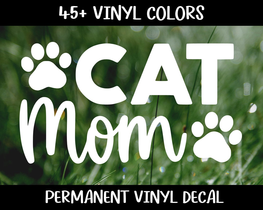 Cat Mom Sticker, Car Decal, Laptop Decal, Water Bottle Decal, Cat ...