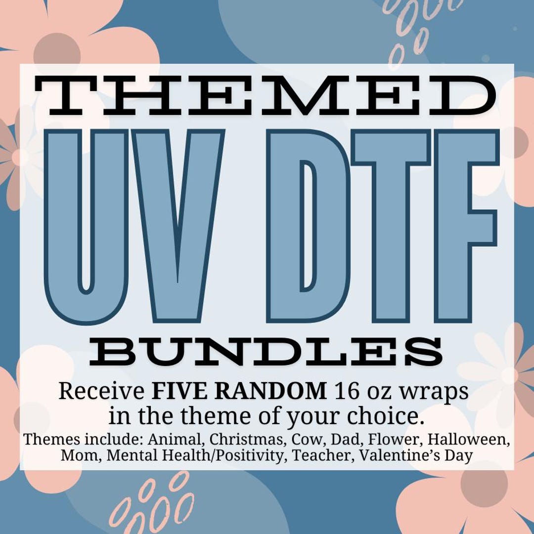 UV DTF Themed 5 Piece 16 Oz Wrap Bundle, Uv Dtf, UVDTF, Valentine's Day ...
