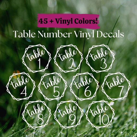 Table Number Vinyl Decals Hexagon Table Numbers Wedding - Etsy