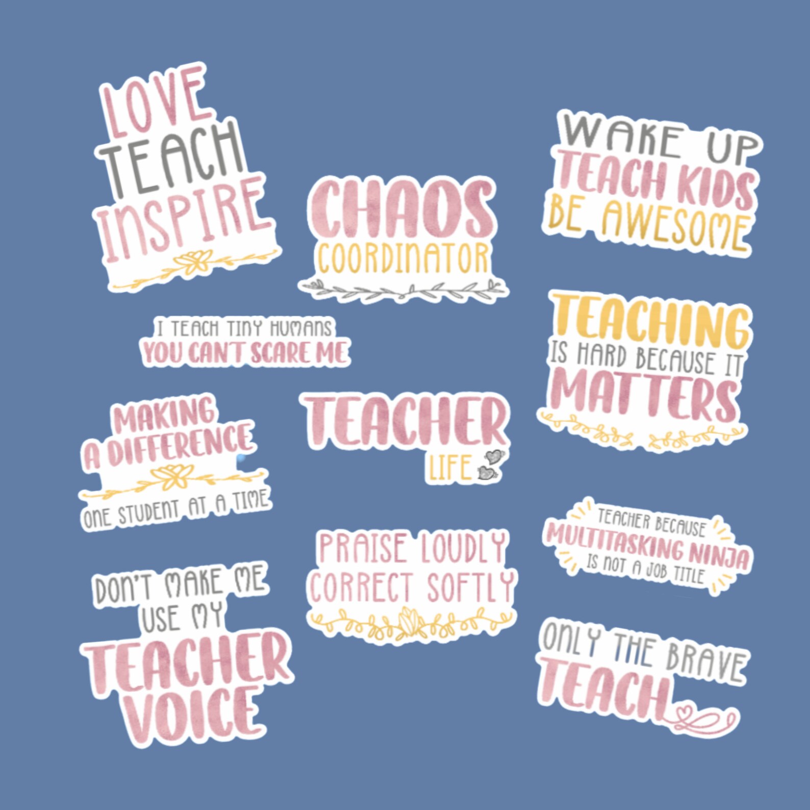 Teacher Stickers Pack Teacher Gifts Teacher Quote Stickers - Etsy