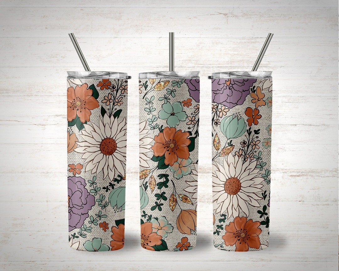 Tumbler, Wildflower and Daisies, Floral Tumbler, Gift for Her, 20oz ...