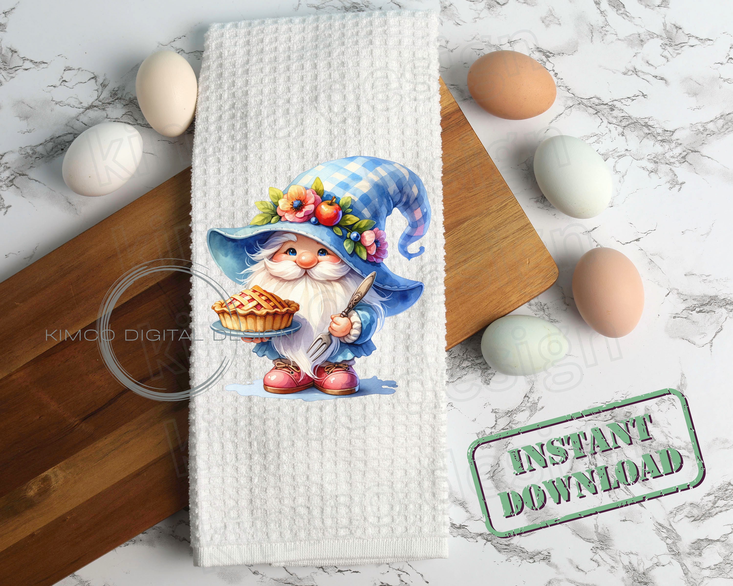 Watercolor Baker Gnome, Gnome Pastry Chef Clipart, Chef Gnome Clipart ...