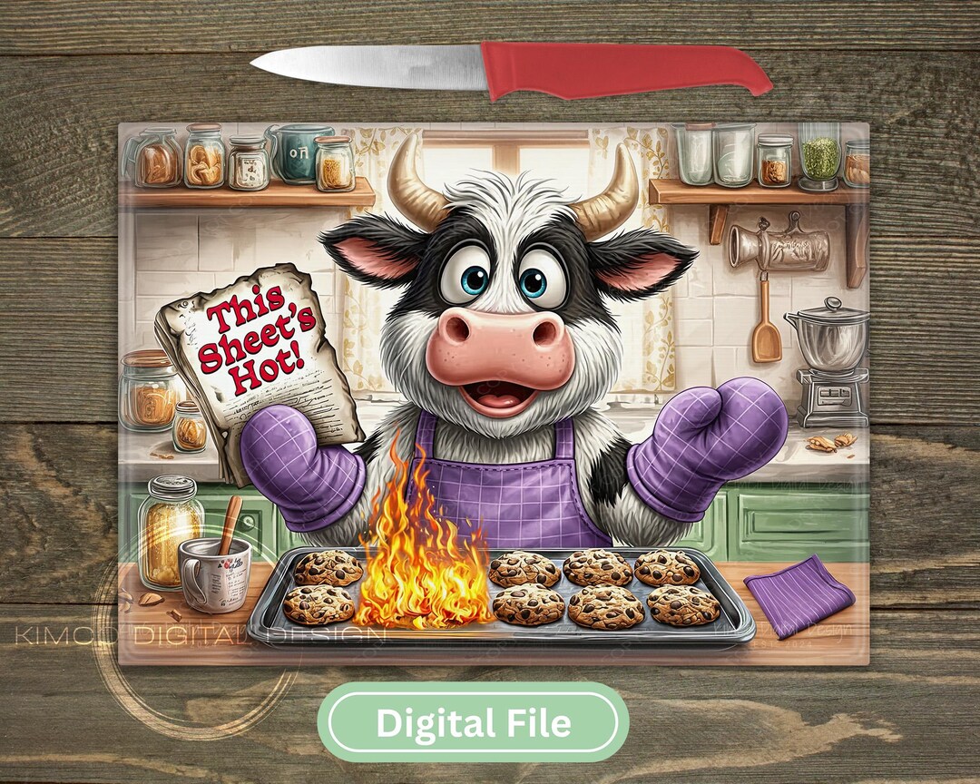 Funny Dairy Cow Baking PNG – "this Sheet’s Hot" Kitchen Design (digital ...