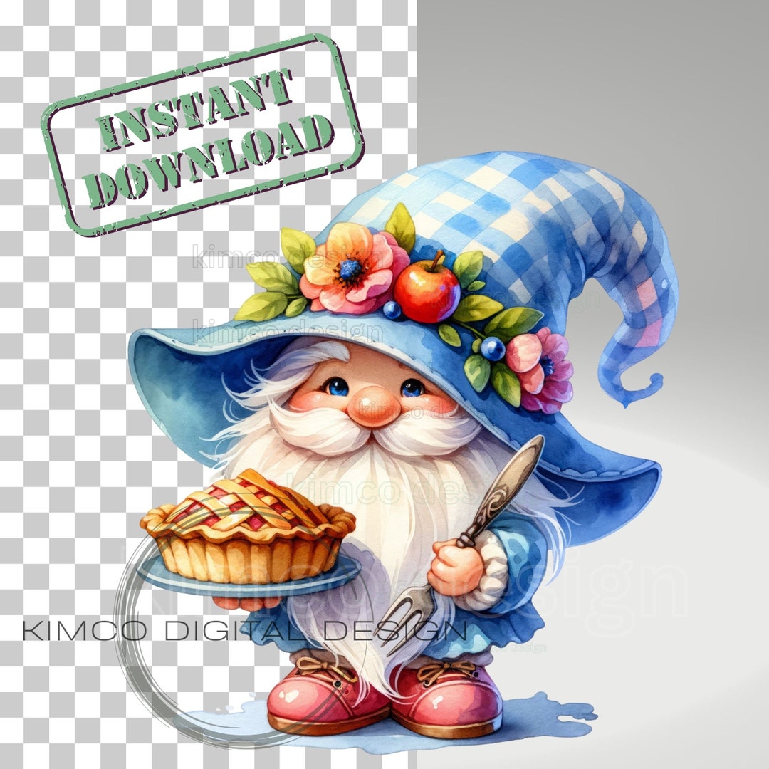 Watercolor Baker Gnome, Gnome Pastry Chef Clipart, Chef Gnome Clipart ...