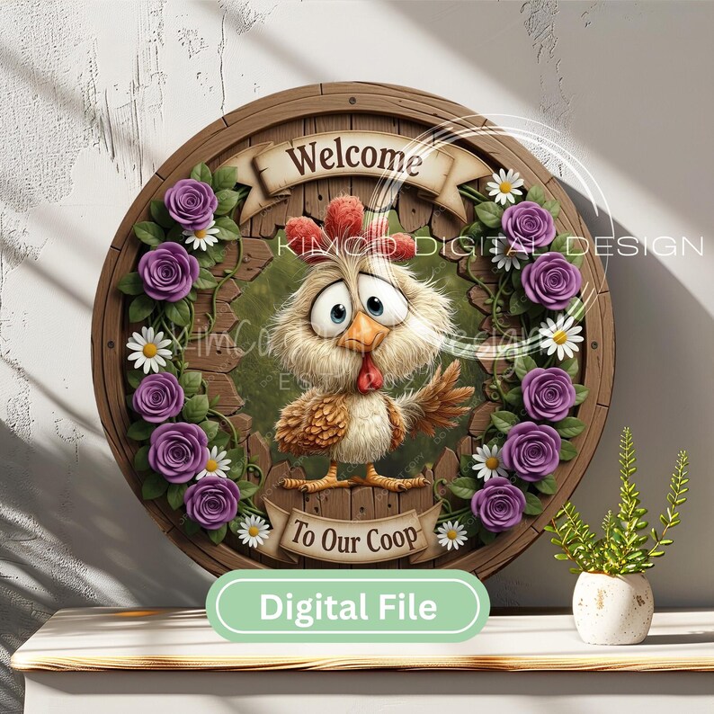 Farmhouse Chicken Door Sign PNG, Welcome to Our Coop, Rustic Floral ...