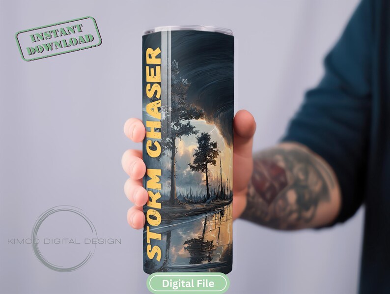 Storm Chaser Tumbler Wrap PNG | Tornado Storm Digital Art | 20oz Skinny ...