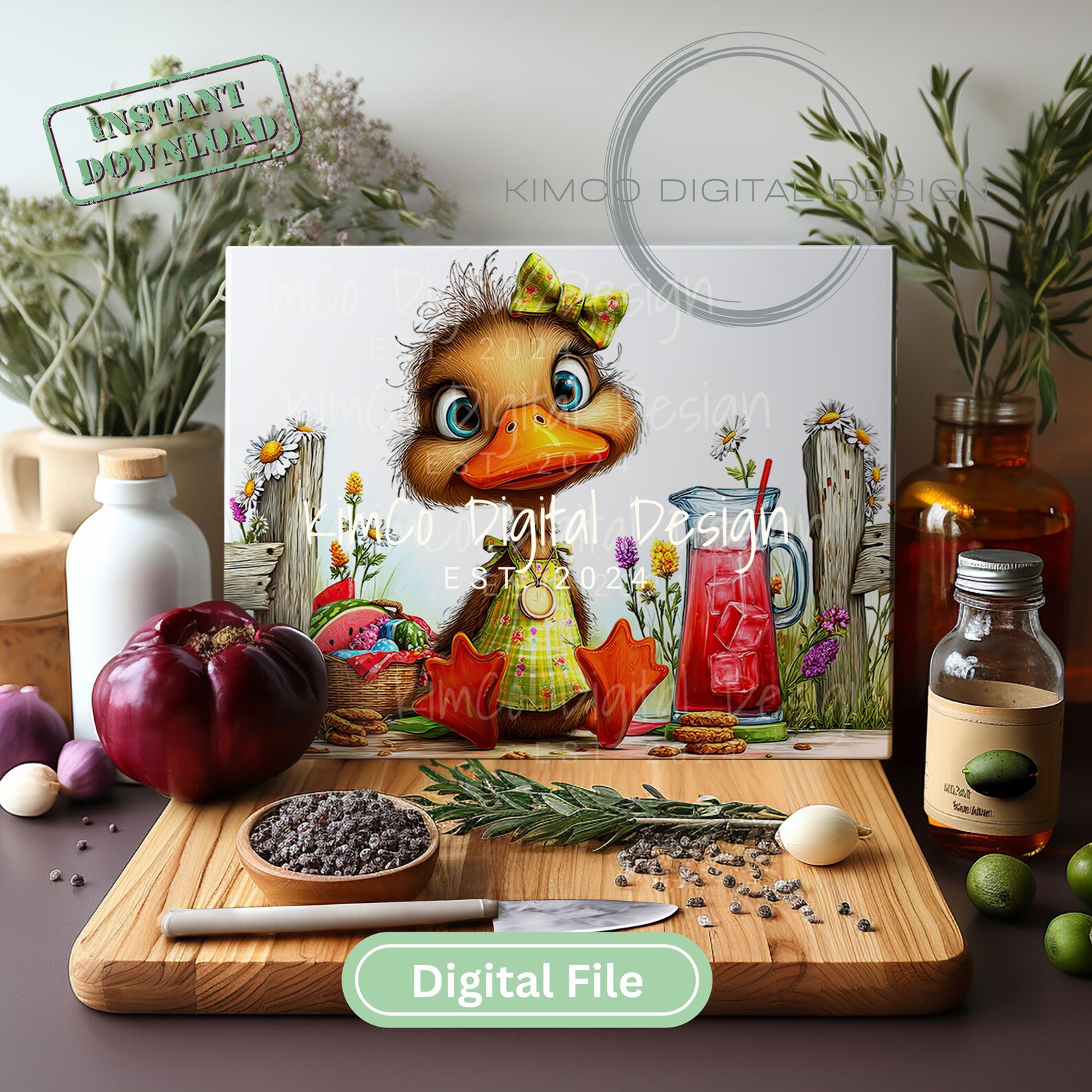 Quirky Sublimation Cutting Board PNG | Digital Kitchen Decor | Cute ...