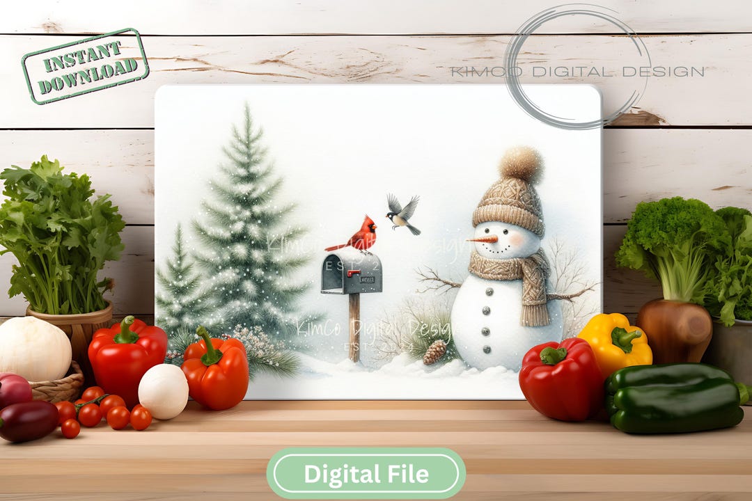 Snowman Cutting Board Design - Christmas Sublimation Digital File ...