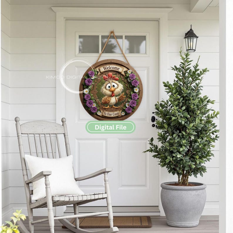 Farmhouse Chicken Door Sign PNG, Welcome to Our Coop, Rustic Floral ...