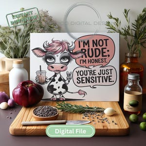 Funny Cow Cutting Board PNG | I'm Not Rude I'm Honest Kitchen ...
