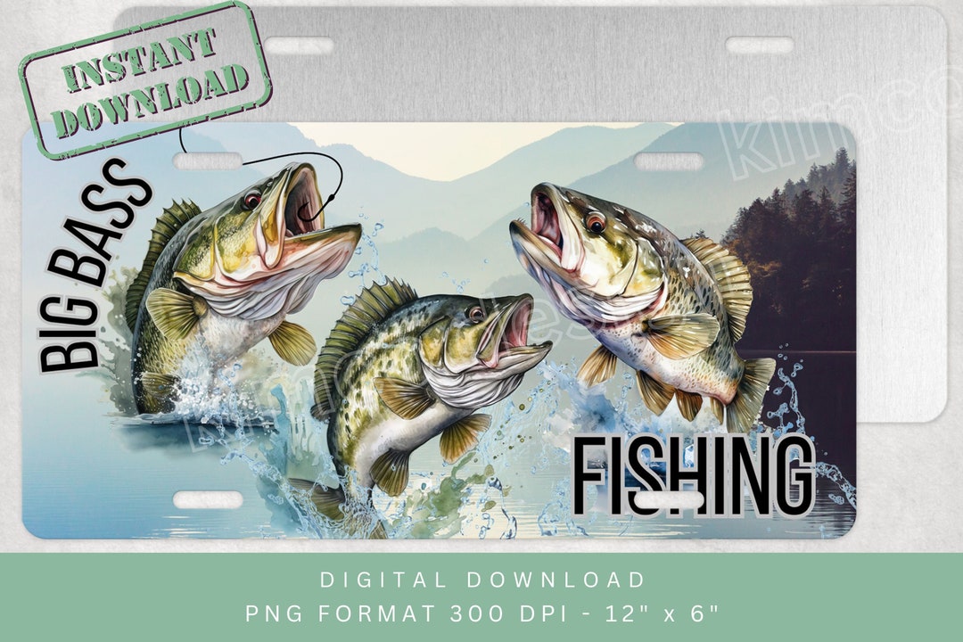 Fishing License Plate Fisherman Sublimation Design Instant Digital ...