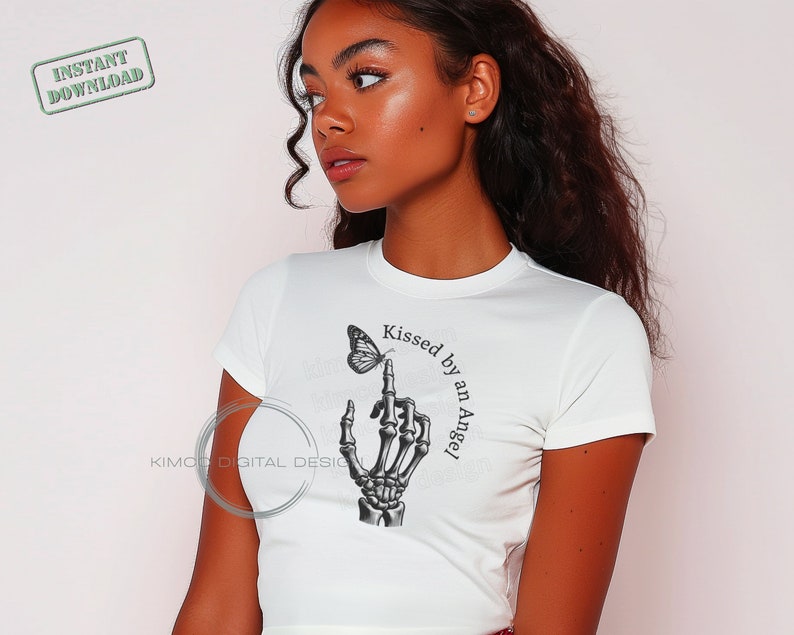 Skeleton Hand Butterfly Kissed by an Angel Clipart Sublimation Design, , PNG, Instant Digital ...