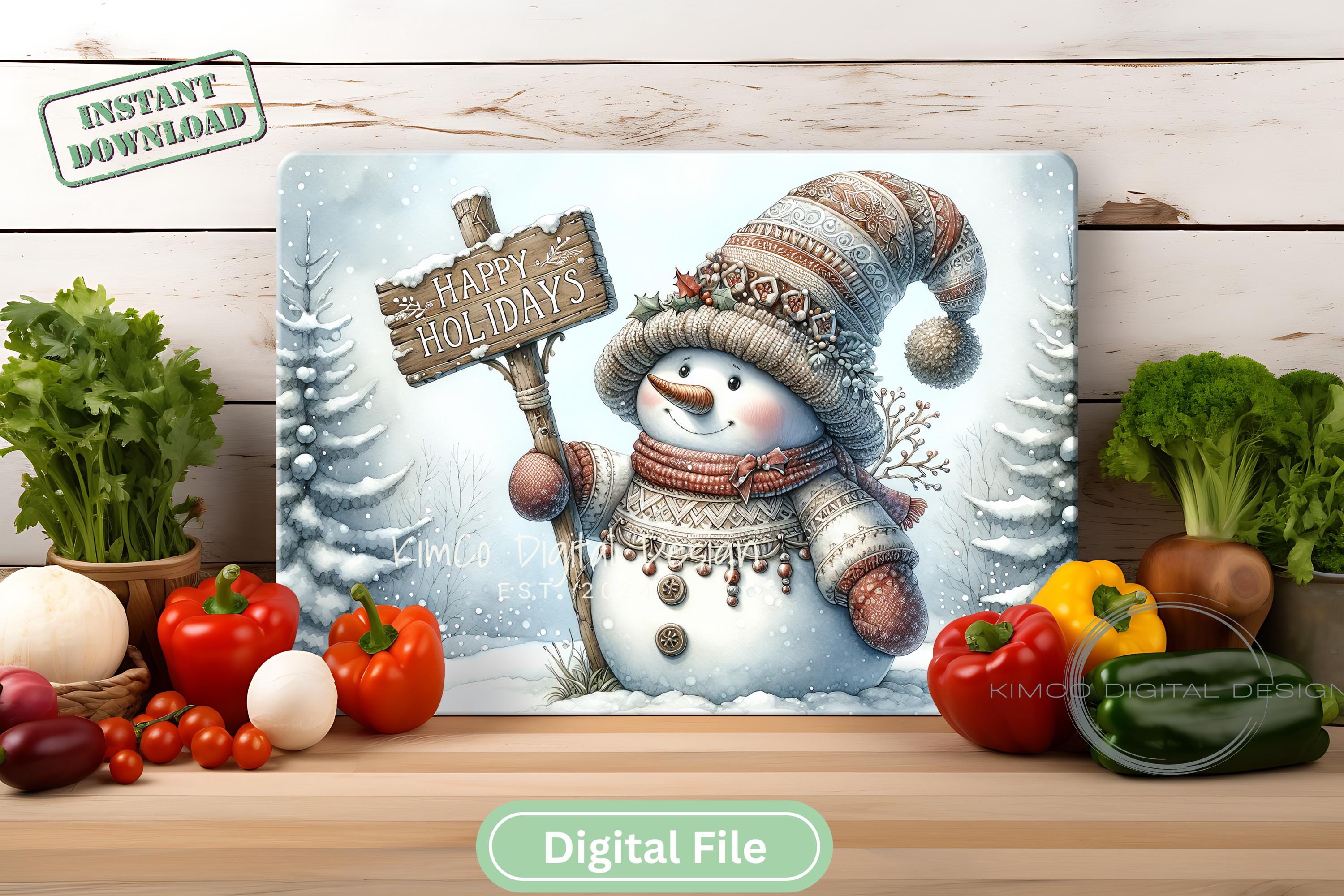 Christmas Snowman Sublimation Cutting Board Design, Cute Christmas ...