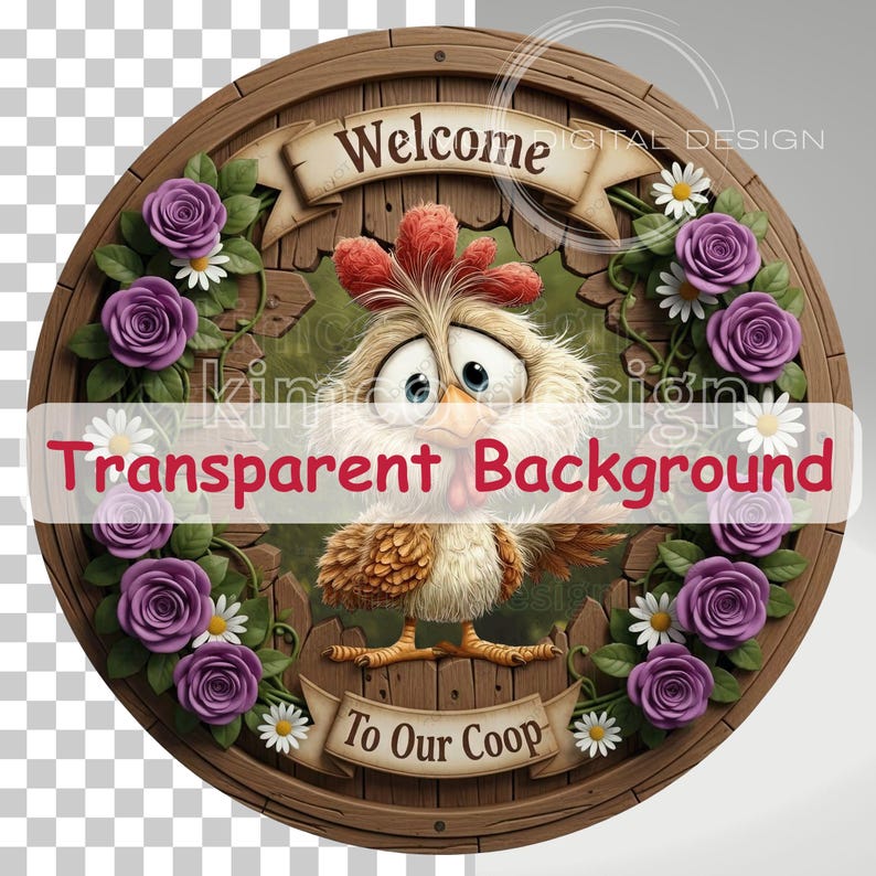 Farmhouse Chicken Door Sign PNG, Welcome to Our Coop, Rustic Floral ...