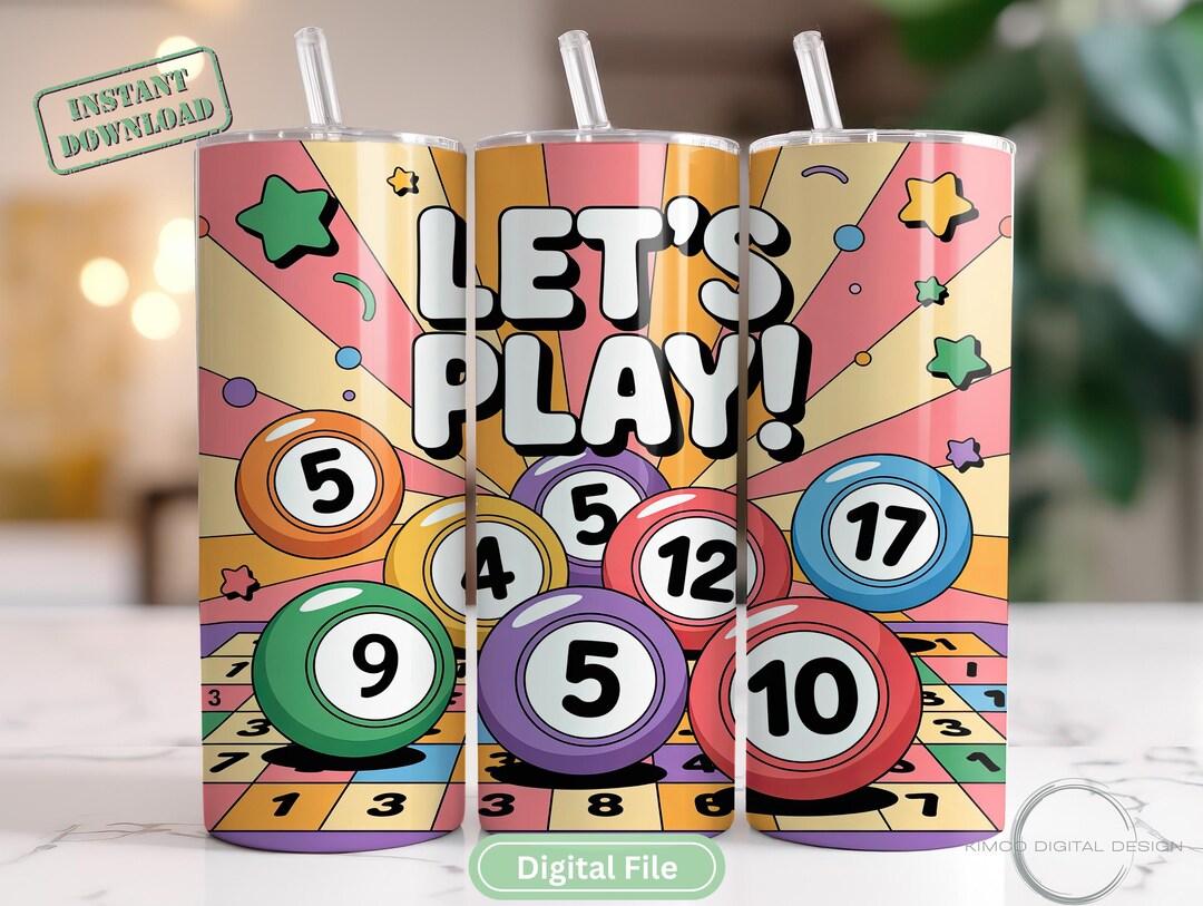 Bingo Tumbler Wrap PNG | 20oz Skinny Let's Play Sublimation Design ...