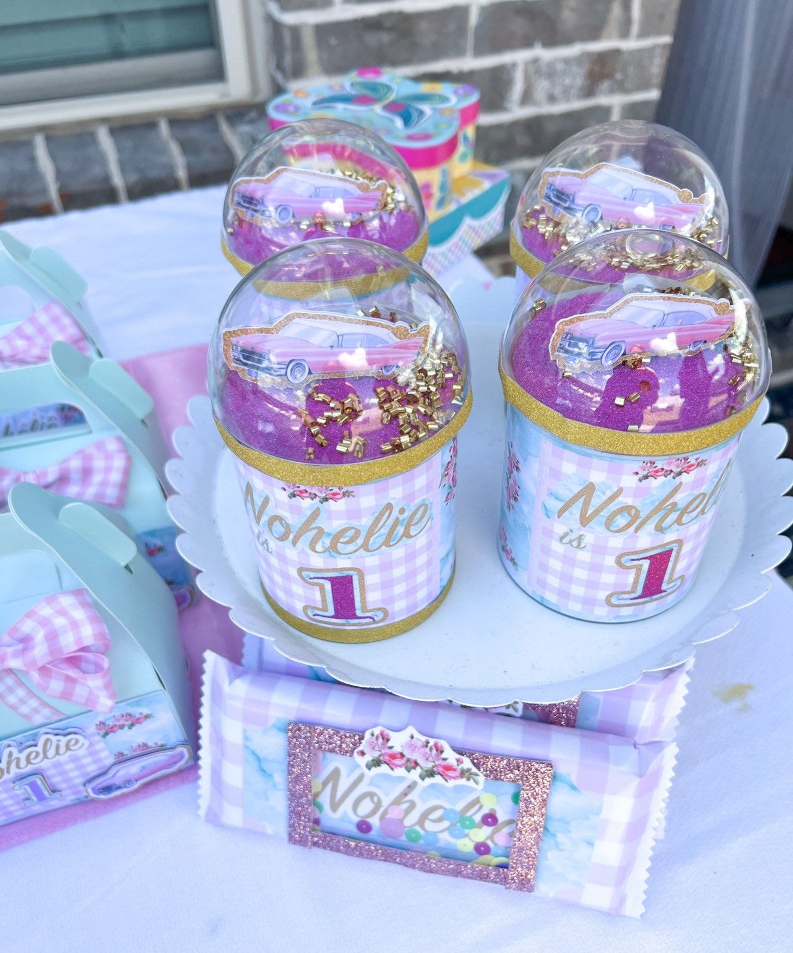 Custom Made Pringles Can Favors, Pink Car Favors, Pink Car Birthday ...