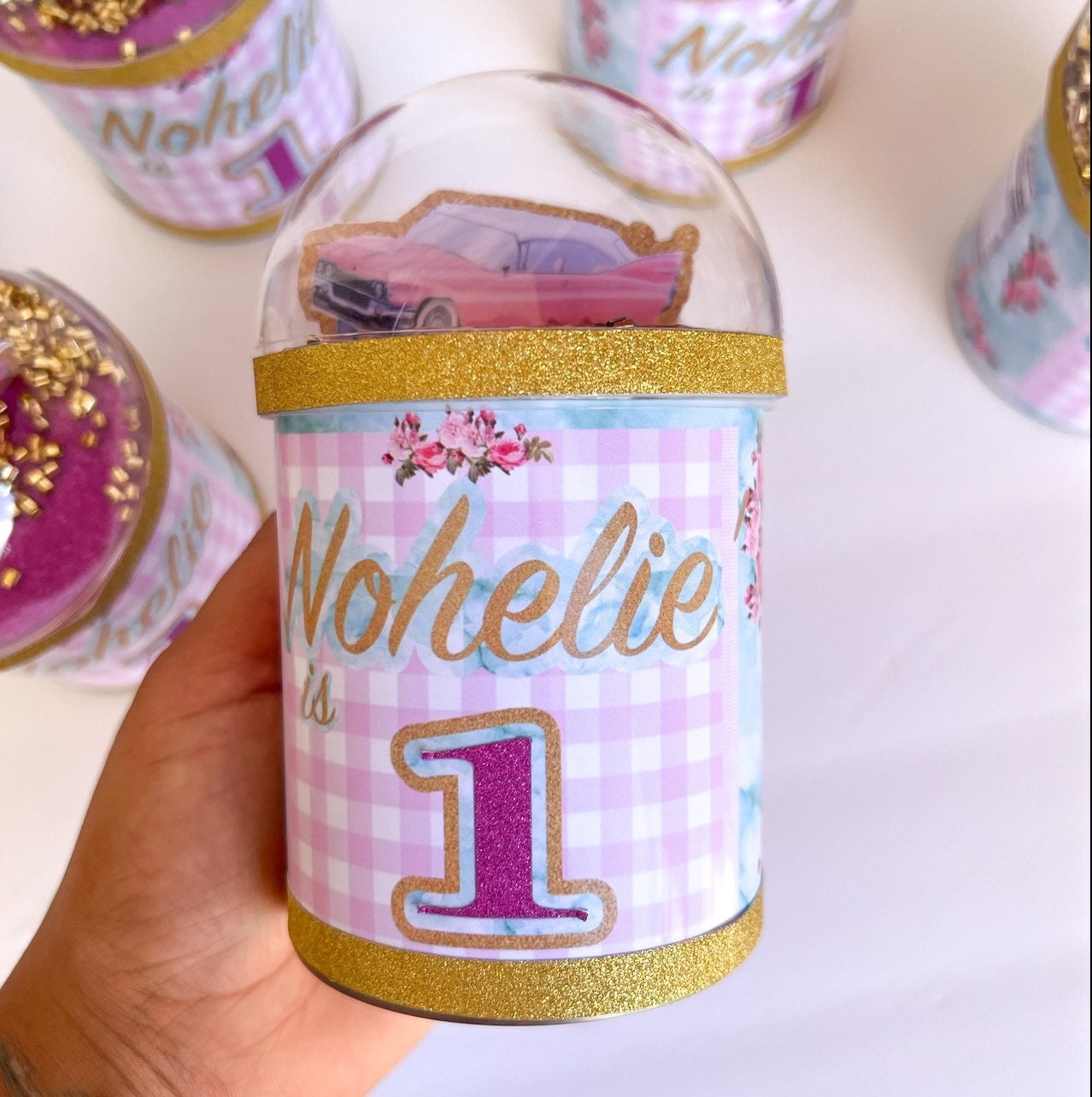 Custom Made Pringles Can Favors, Pink Car Favors, Pink Car Birthday ...