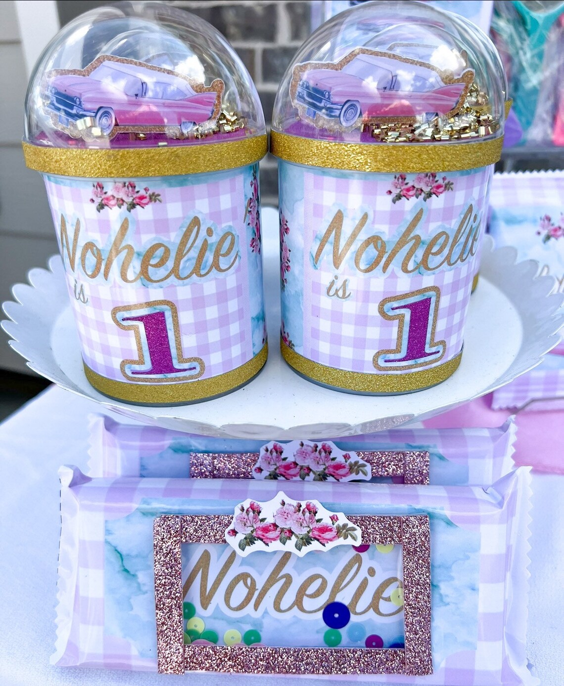 Custom Made Pringles Can Favors, Pink Car Favors, Pink Car Birthday ...