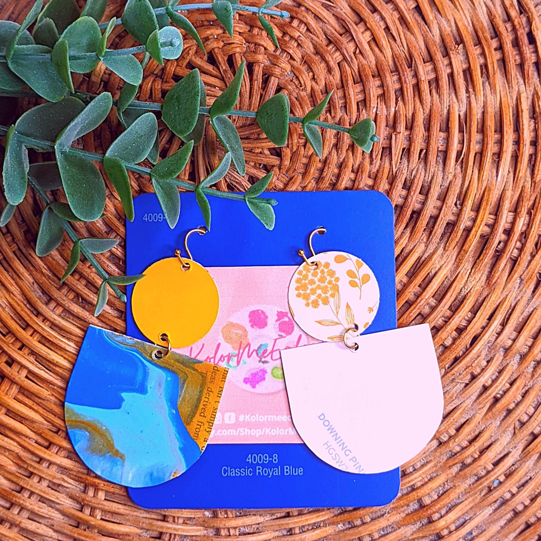 Reversible Earrings | Paint Swatch Jewelry| Lightweight Colorful Boho ...