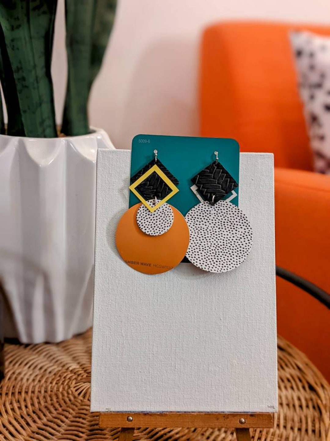 Reversible Earrings | Paint Swatch Jewelry| Lightweight Colorful Boho ...