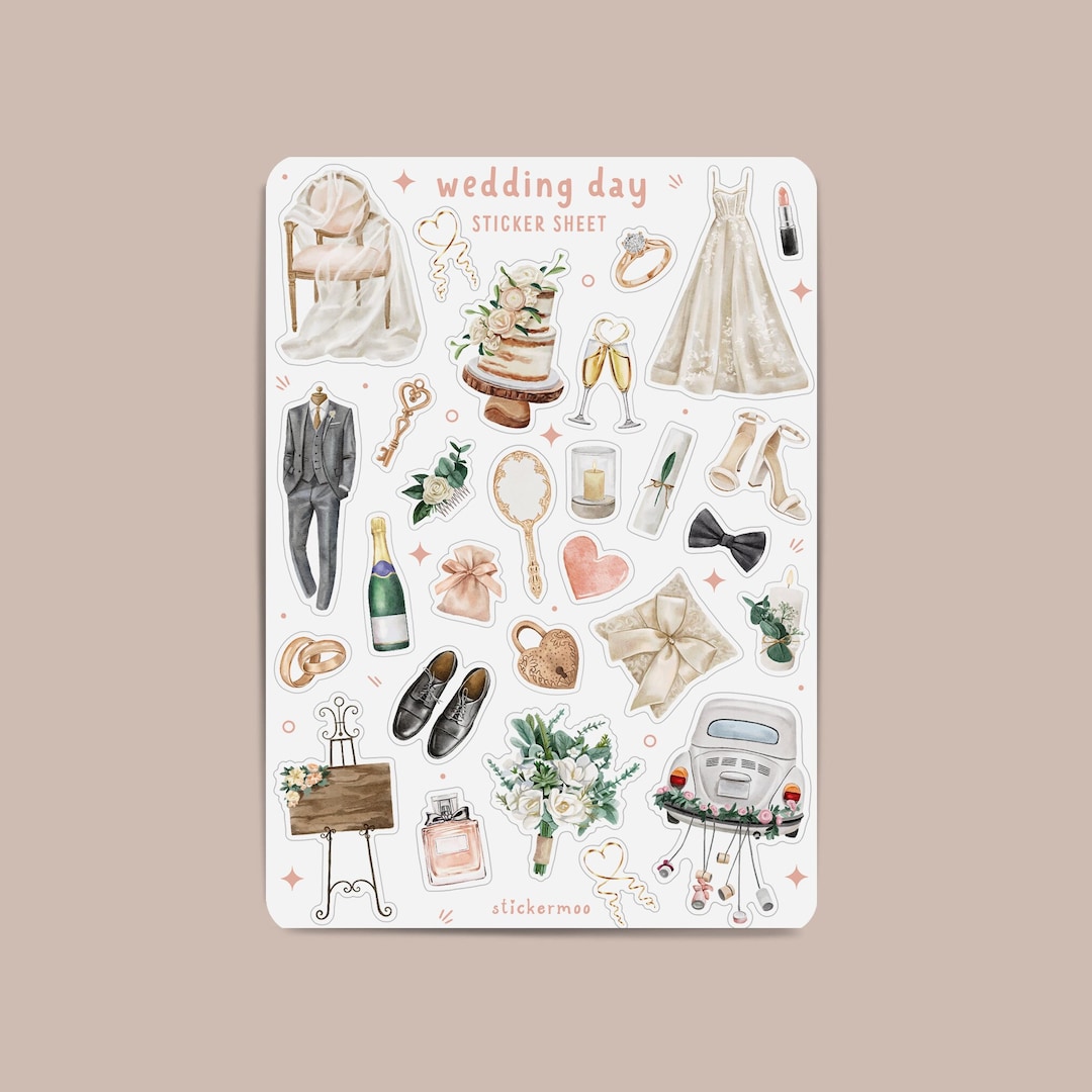 Wedding Day Sticker Sheet Wedding Planner, Bullet Journal, Scrapbook ...