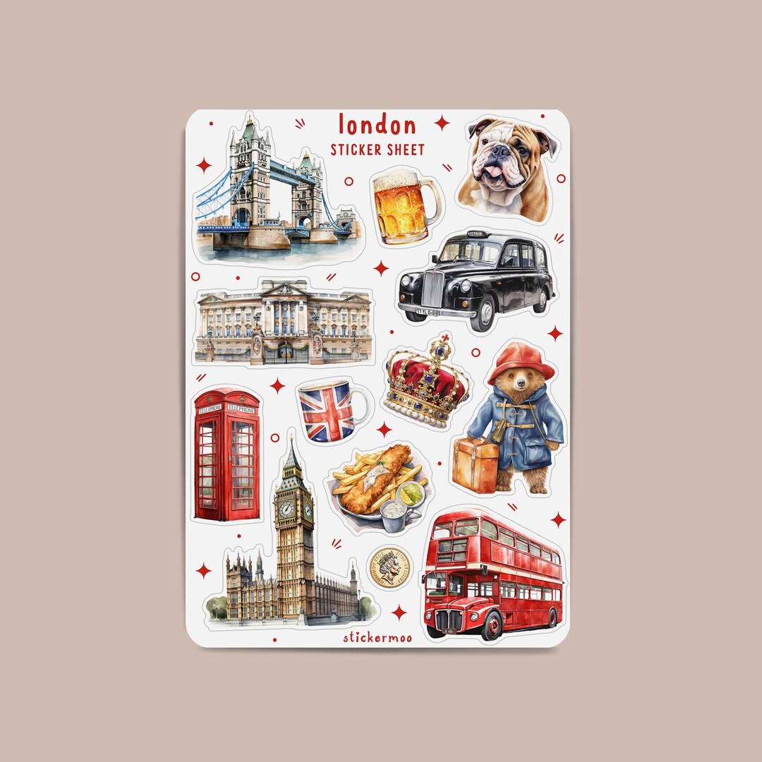 London Sticker Sheet Planner, Travel Journal, Scrapbook England ...