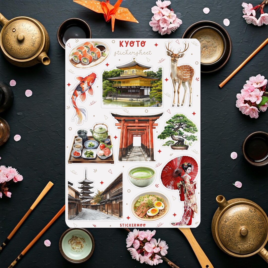 Kyoto Sticker Sheet Planner, Travel Journal, Scrapbook Japan, Nara Deer ...