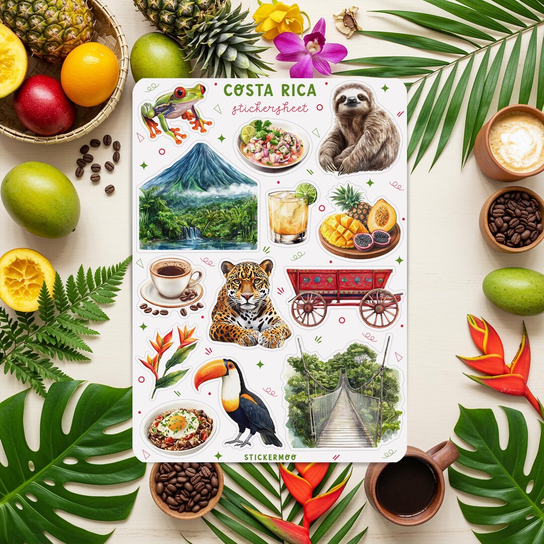 Costa Rica Sticker Sheet Planner, Travel Journal, Scrapbook Central ...