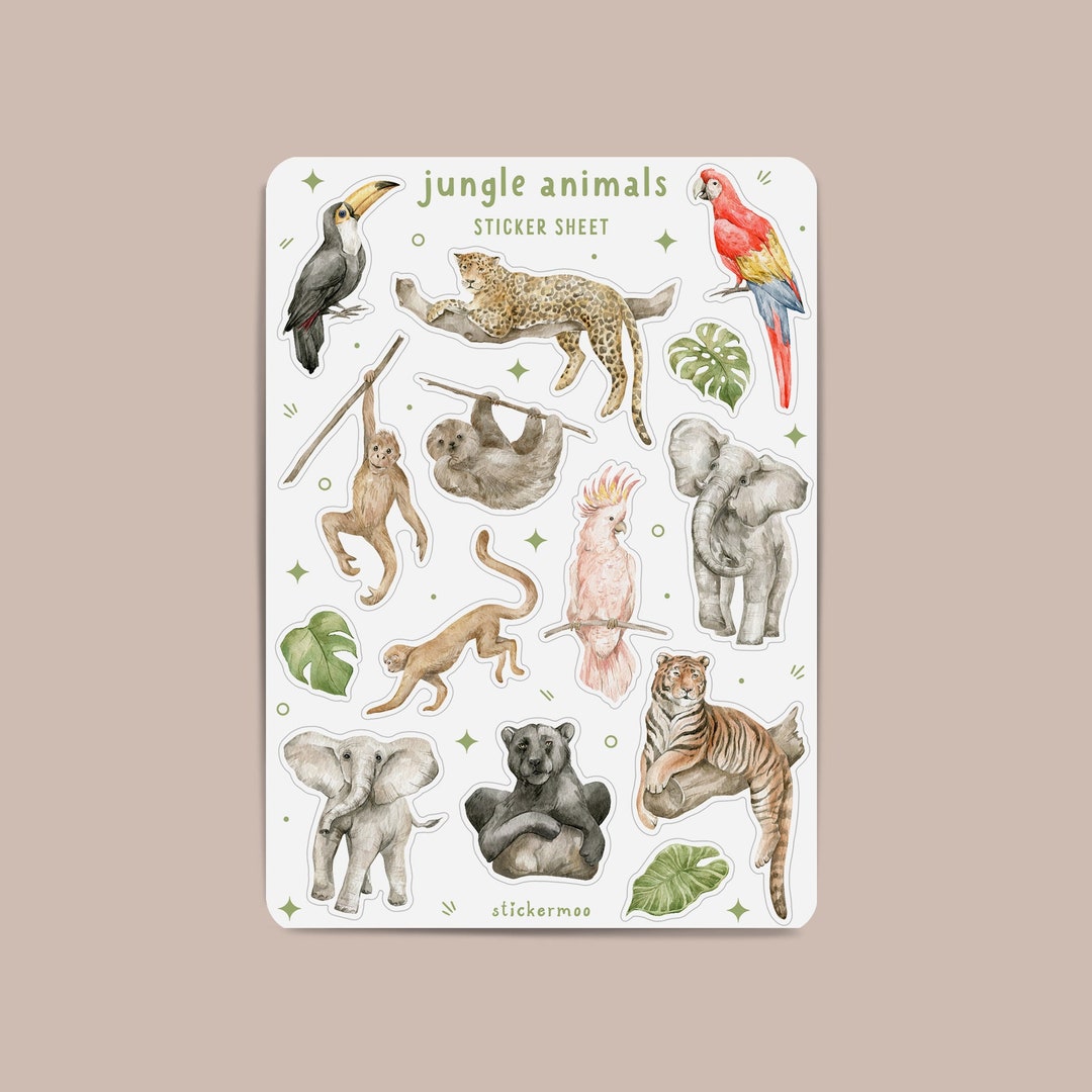 Jungle Animals Sticker Sheet Planner, Bullet Journal, Scrapbook ...