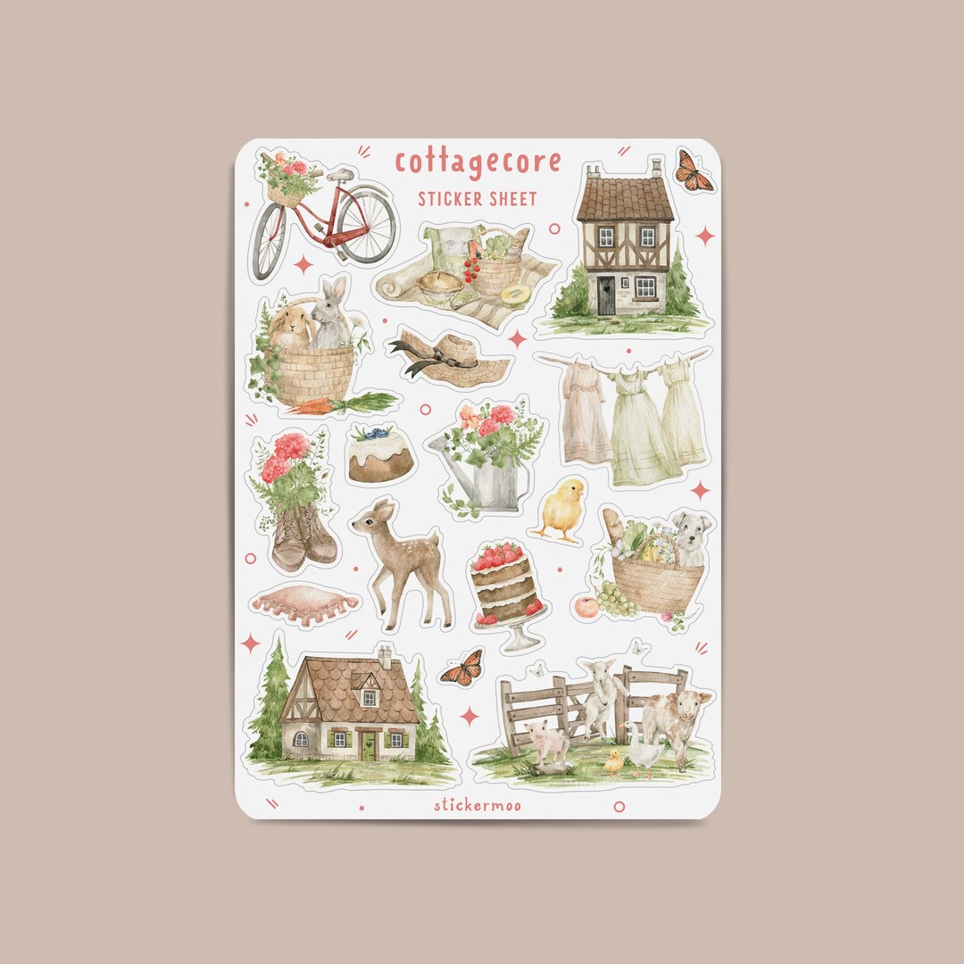 Cottagecore Sticker Sheet Planner, Bullet Journal, Scrapbook ...