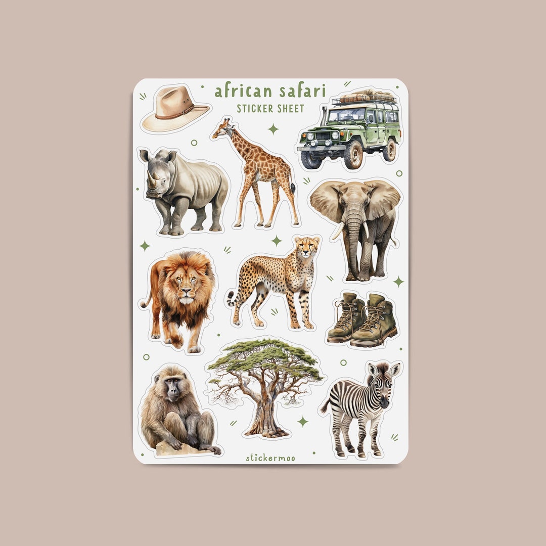 African Safari Sticker Sheets Planner, Travel Journal, Scrapbook ...
