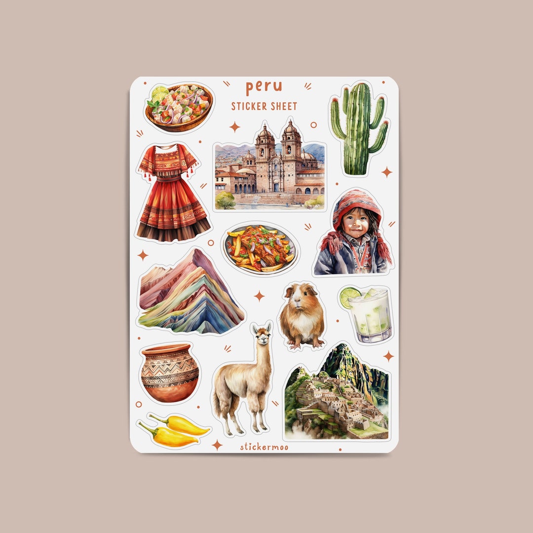 Peru Sticker Sheet Planner, Travel Journal, Scrapbook Machu Picchu ...