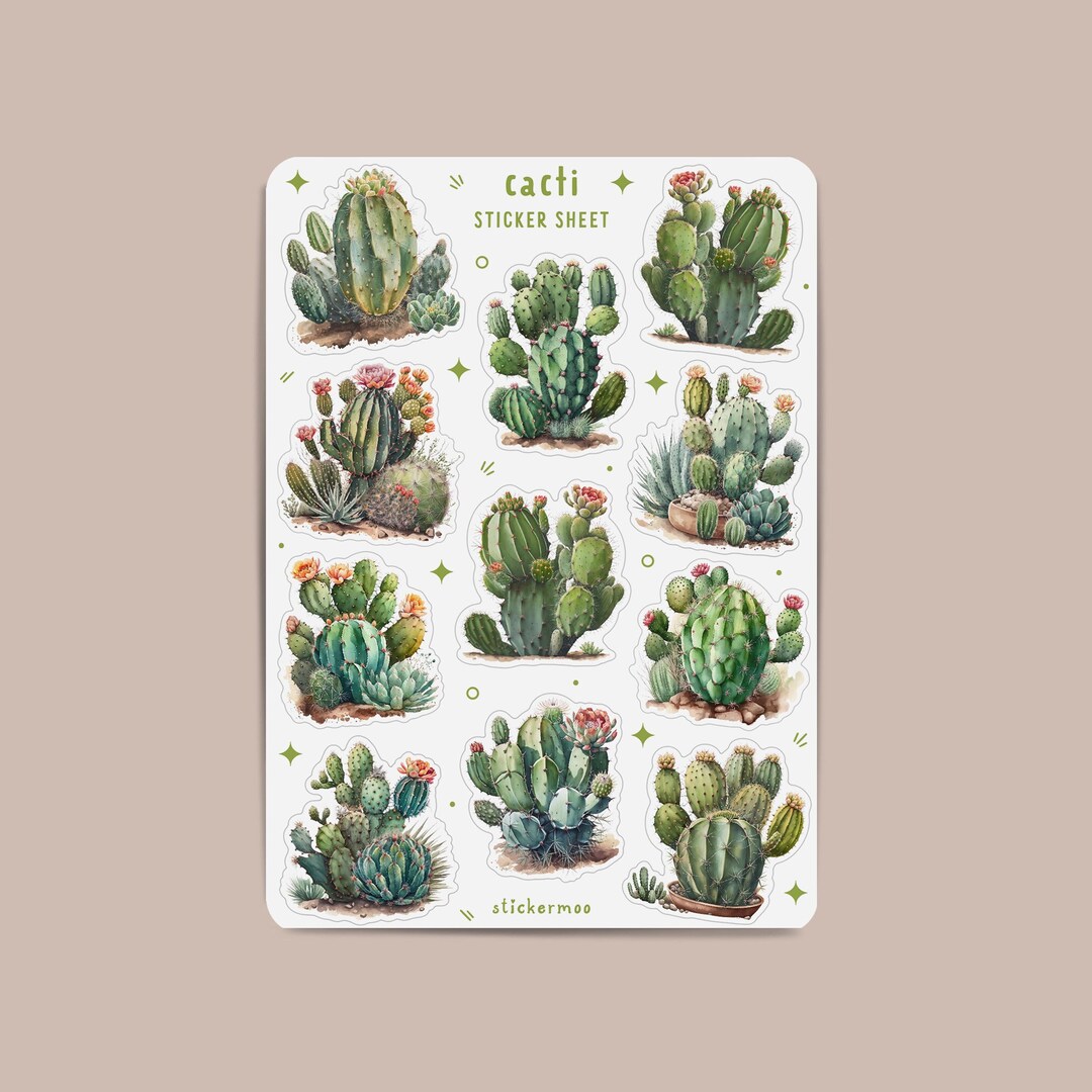 Cacti Sticker Sheet Planner, Bullet Journal, Scrapbook Cactus ...