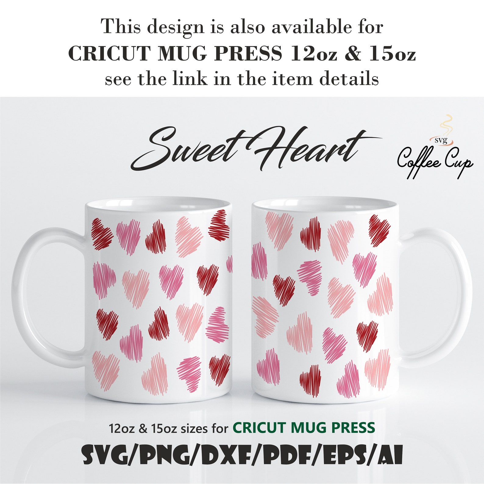 Sweet Heart 24oz Venti Cold Cup Full Wrap No Hole Design for | Etsy