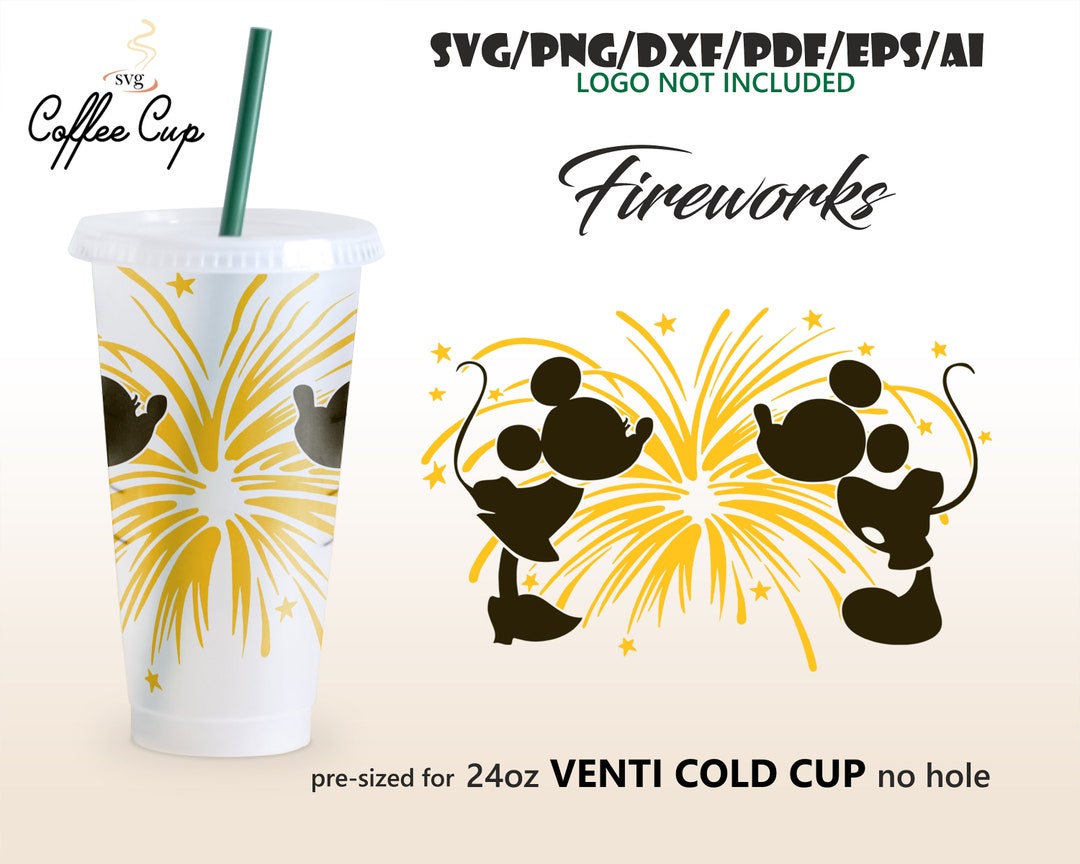 Fireworks • 24oz Venti Cold Cup Full Wrap No Hole Design for Starbucks ...