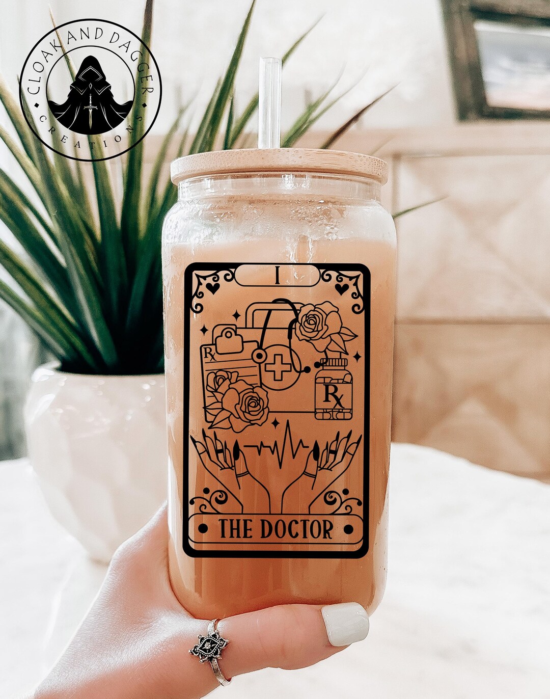 Doctor Tarot Card Frosted Beer Glass With Bamboo Lid - Etsy