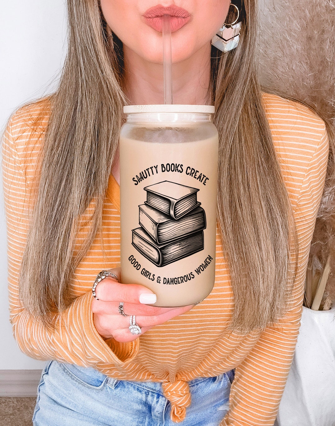 Smutty Books Frosted Beer Glass With Bamboo Lid - Etsy