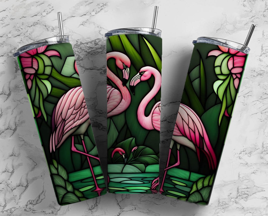 Stained Glass Flamingo Insulated Tumbler / Flamingo Tumbler / Flamingo ...