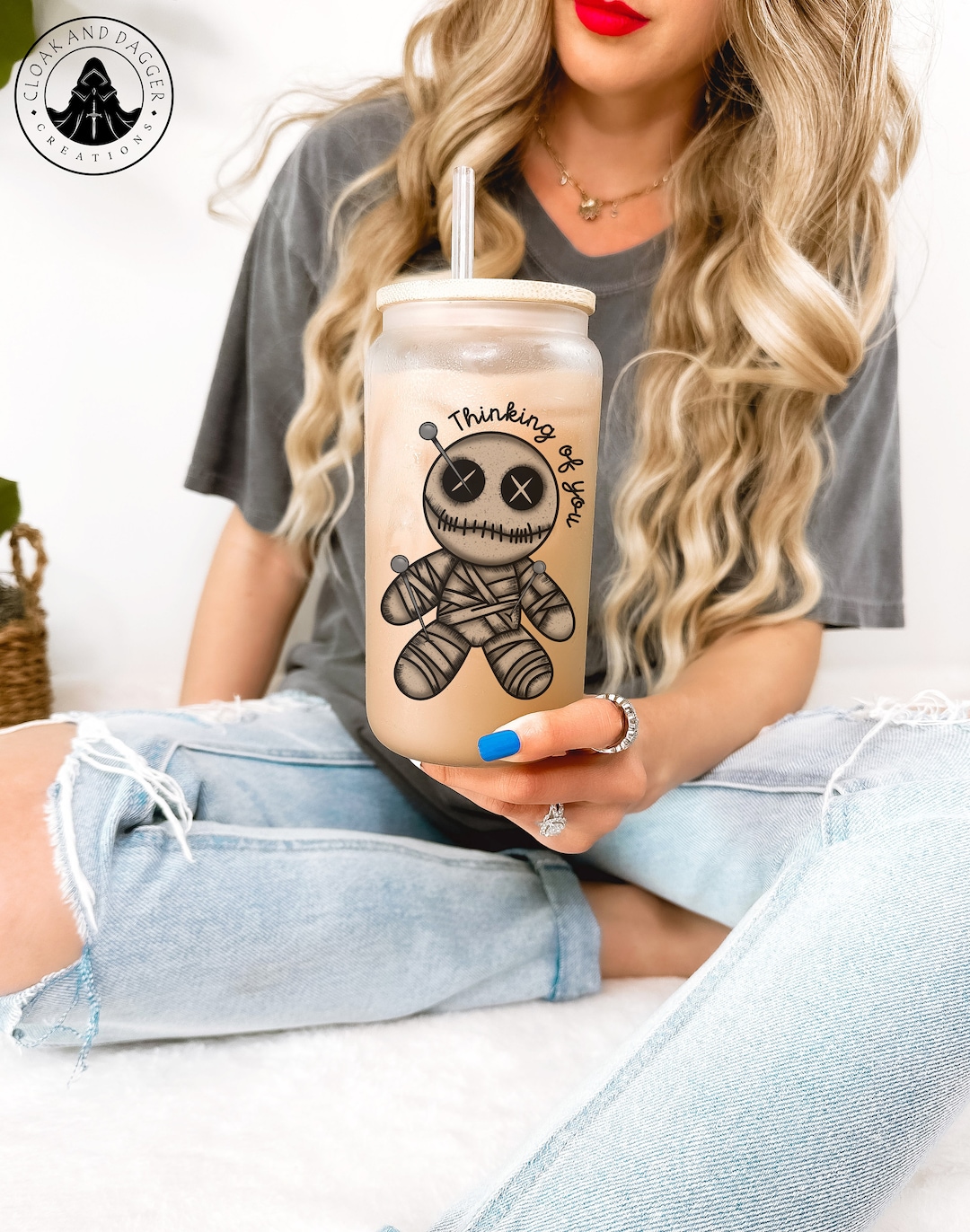 Voodoo Doll Frosted Beer Glass With Bamboo Lid: Halloween Cup - Etsy