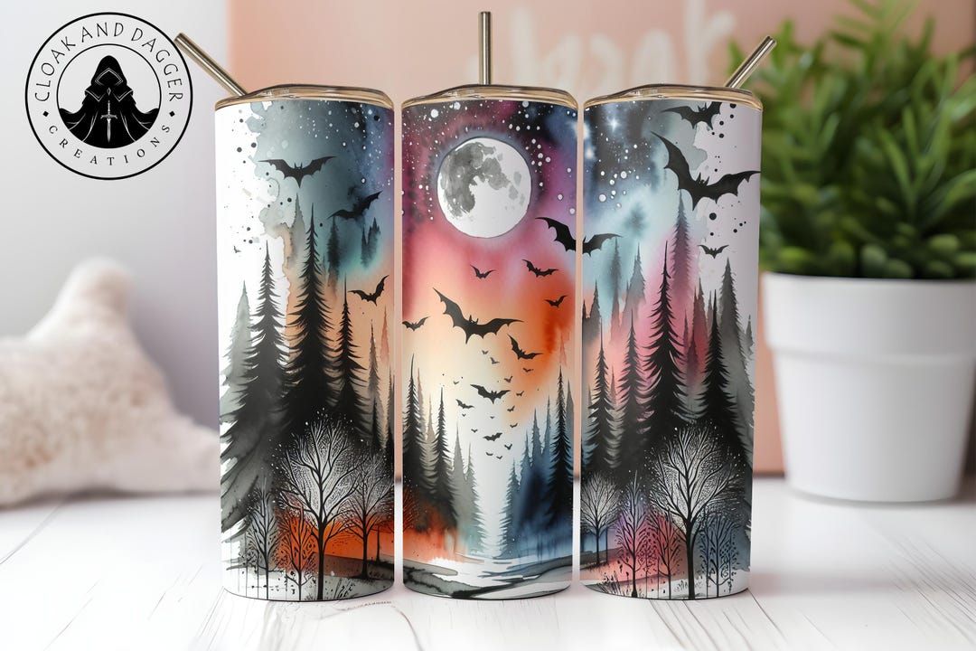 Spooky Gothic Halloween Bat Insulated Tumbler / Spooky Bat Cup / Gothic ...