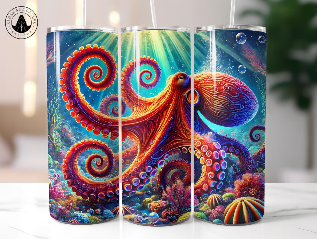Octopus Insulated Tumbler / Octopus Gift / Octopus Cup / Octopus Glass ...