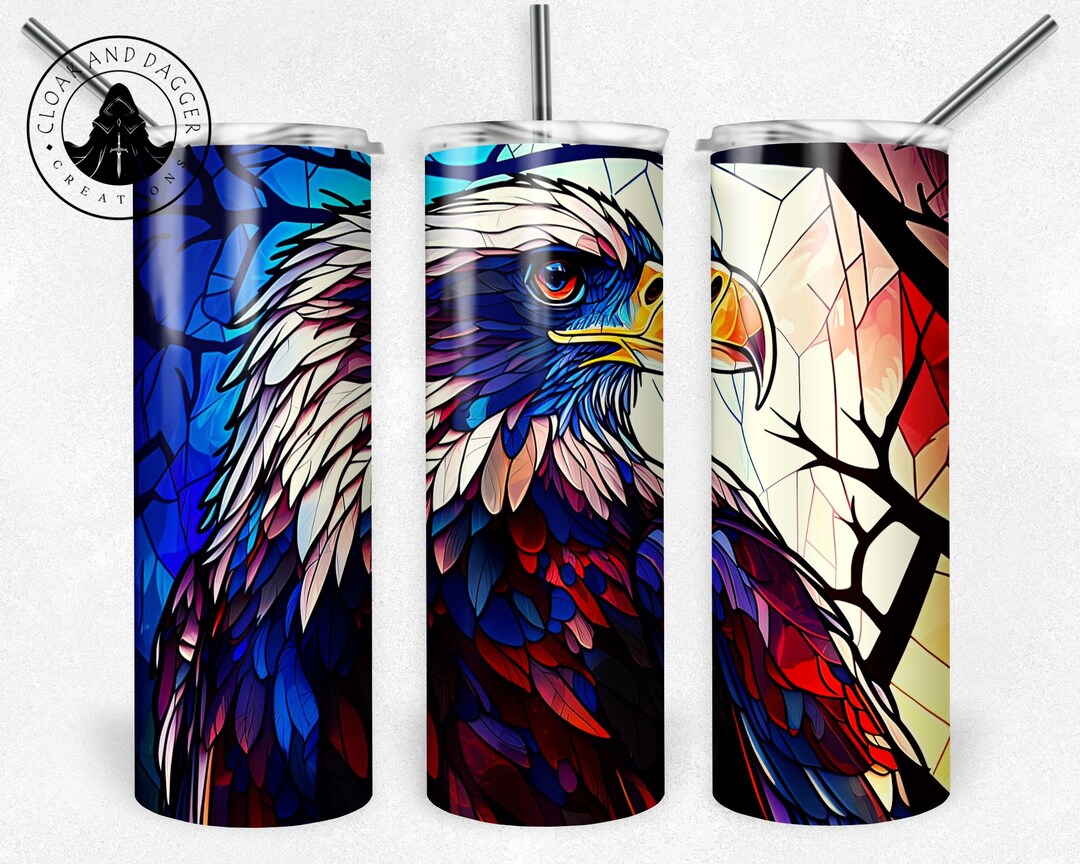 Bald Eagle Stained Glass Insulated Tumbler / Bald Eagle Tumbler / Bald ...