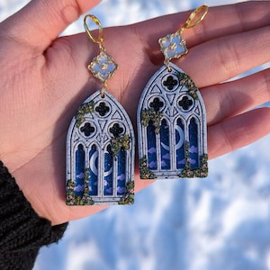Gothic Windows | Moon Earrings - Etsy