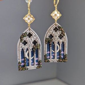 Gothic Windows | Moon Earrings - Etsy