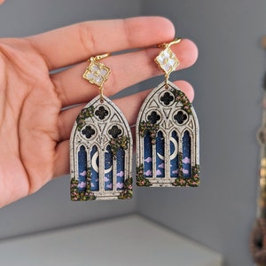 Gothic Windows | Moon Earrings - Etsy